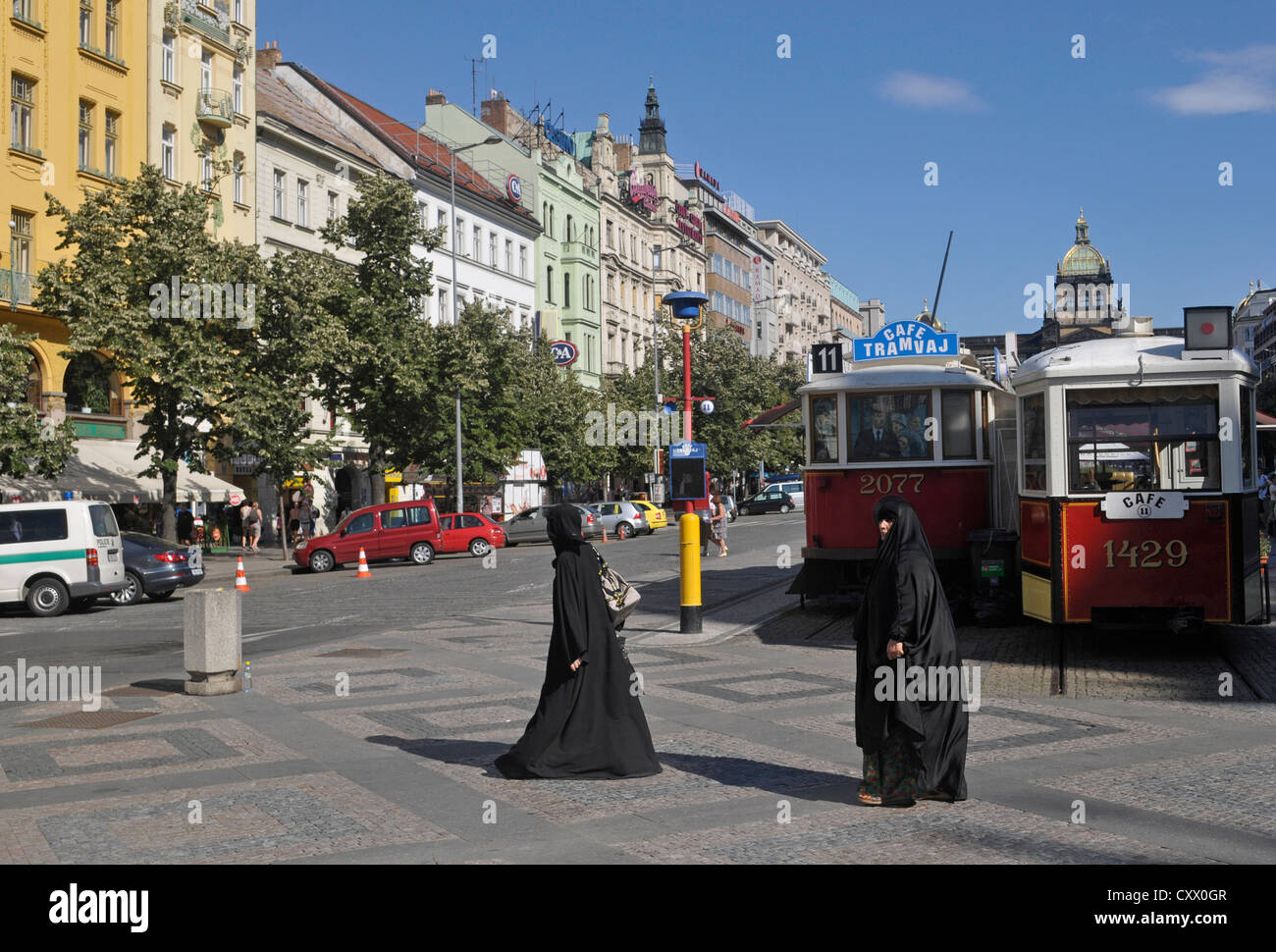 Arab women with hijab in Vaclavske Namesti (Wenceslas) square Prague ...
