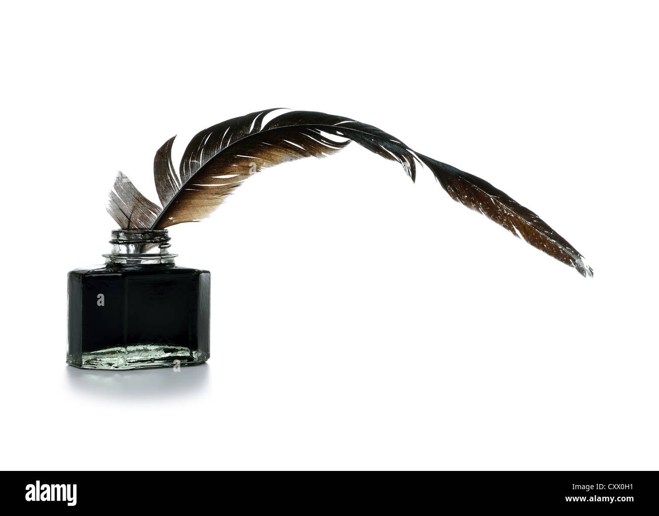 Feather pen and inkwell Cut Out Stock Images & Pictures - Alamy