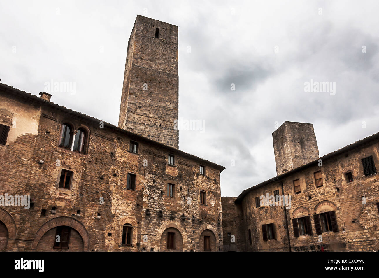 towers in the medieval village of San Gimignano, Italy Stock Photo - Alamy