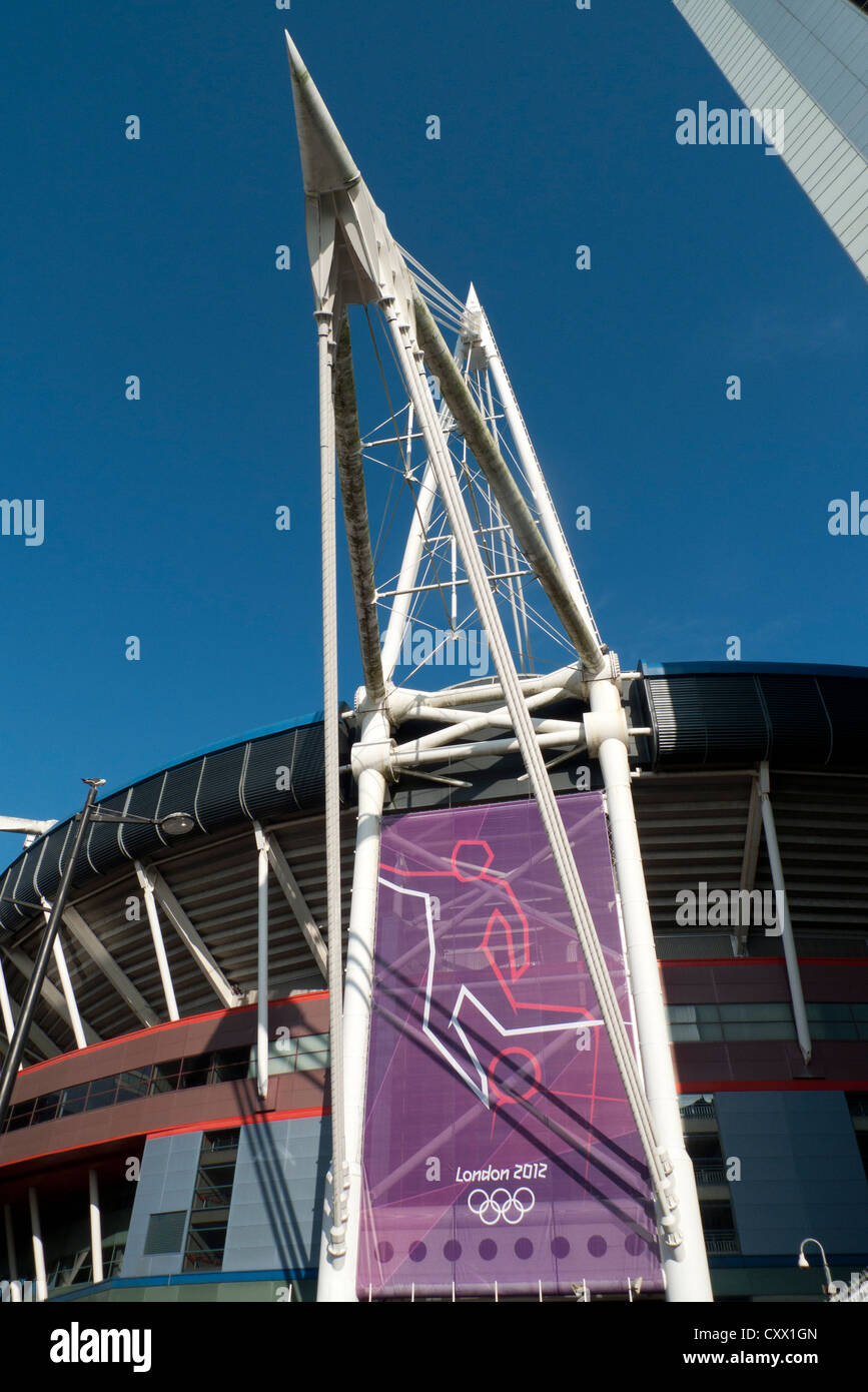 Millennium Stadium with 2012 Olympic Games banner, Cardiff Wales, UK ...