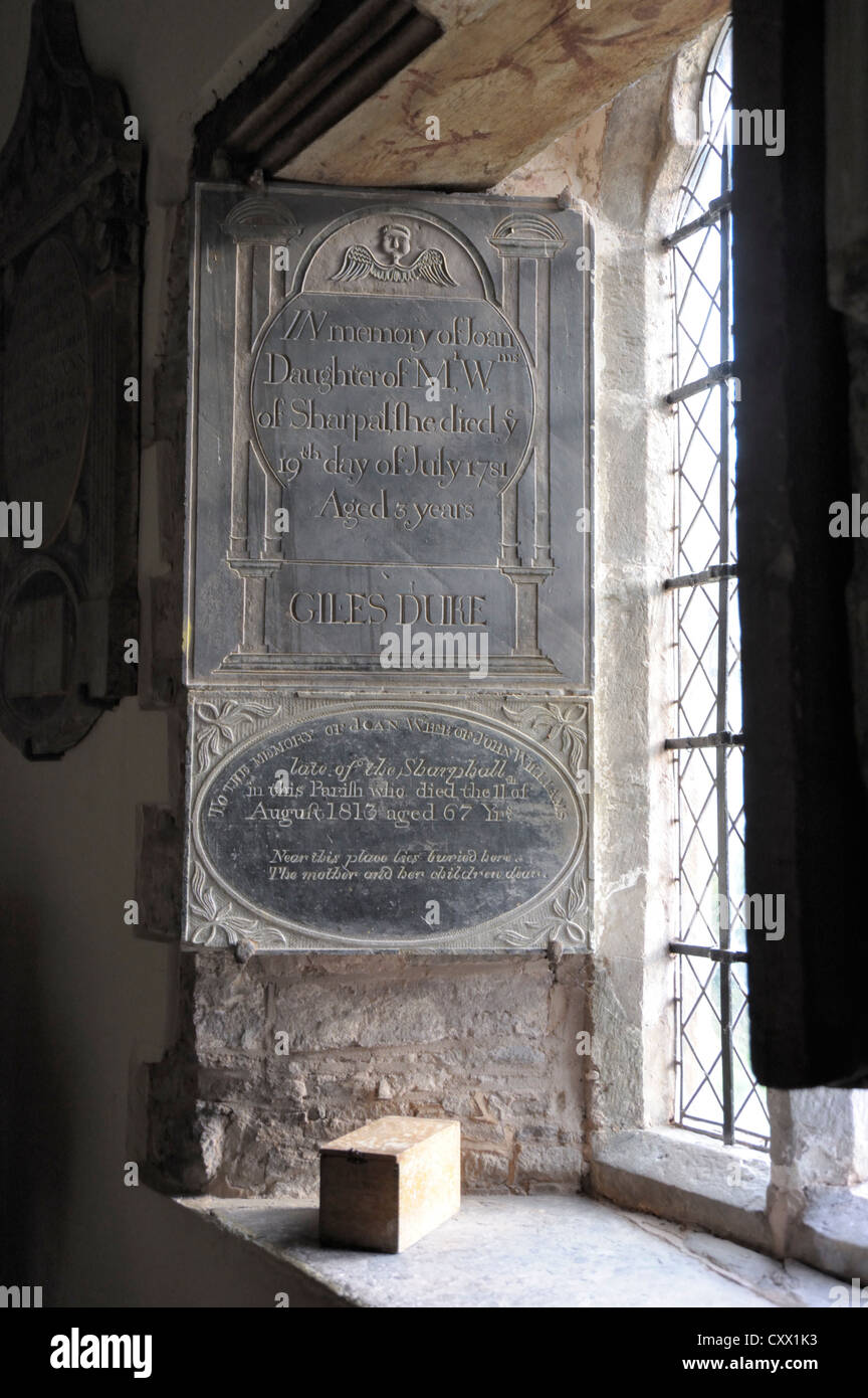 Cwmyoy church, window and memorial Stock Photo - Alamy