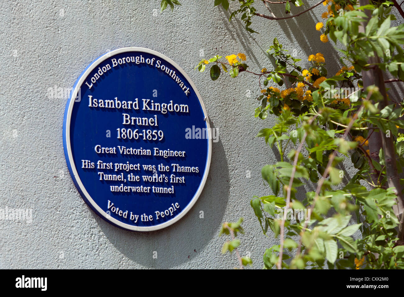 Plaque outside Brunel Museum which reads 'Isambard Kingdom Brunel ...