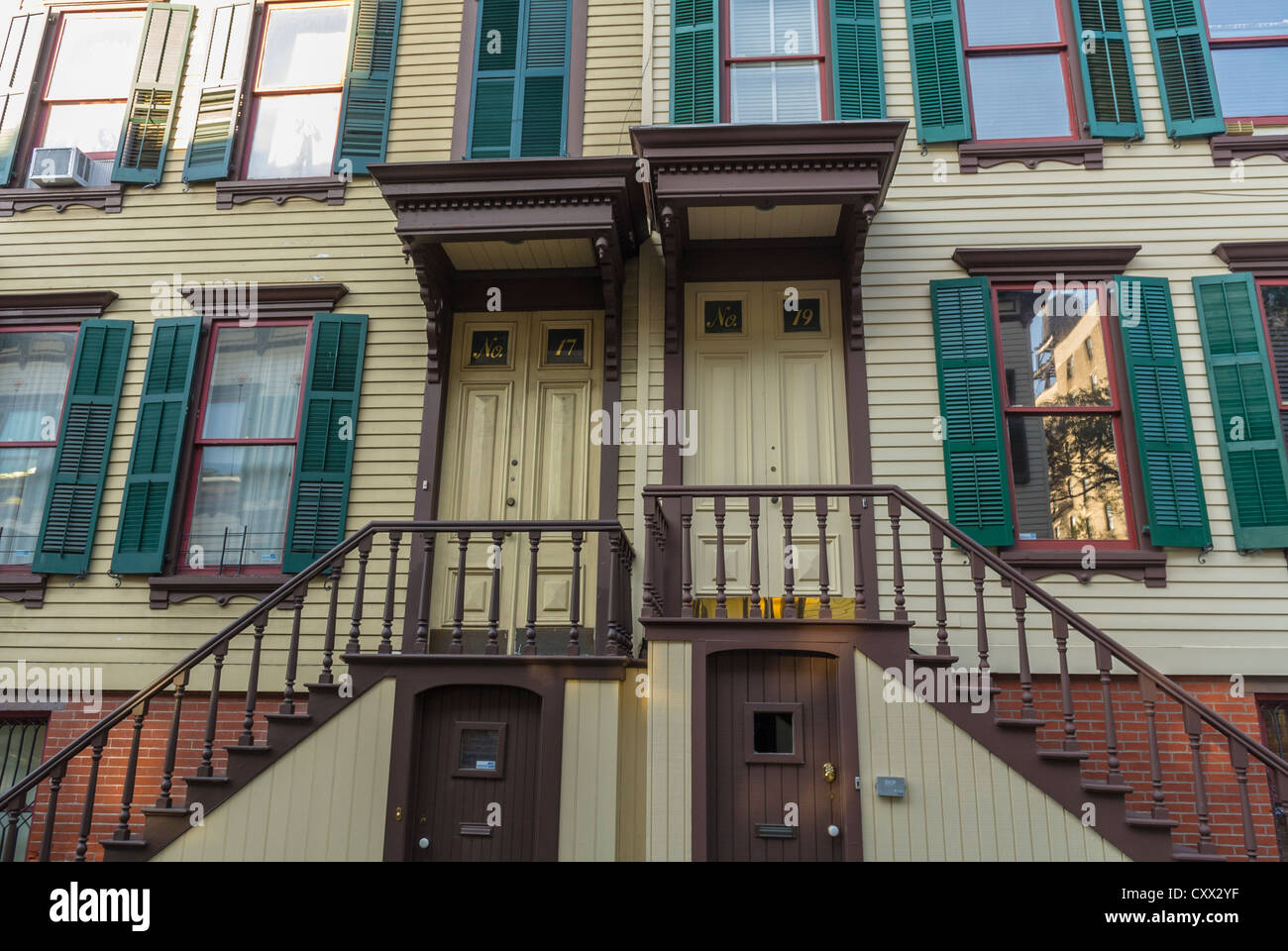 New York City, NY, USA, Street Scenes, Historic Wooden Townhouses, Row ...
