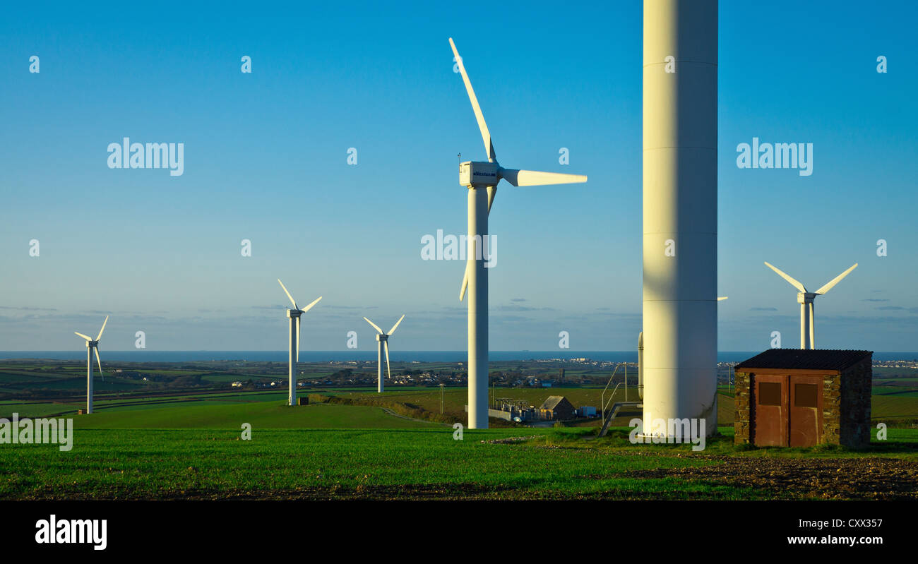Wind Turbines in Cornwall, England Stock Photo - Alamy