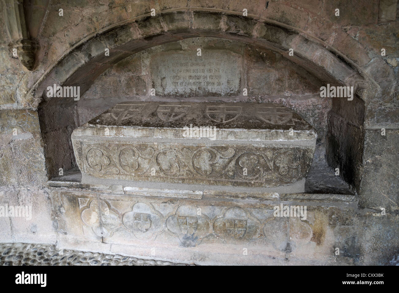 Tomb in Gallery of Tombs of cloister of Cathedral Notre-Dame de Saint ...
