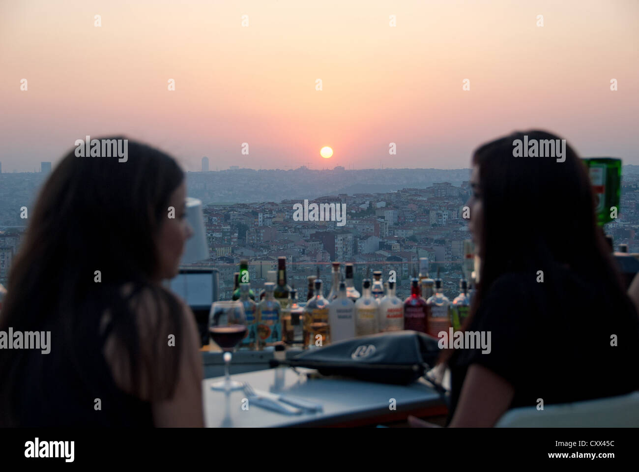 ISTANBUL, TURKEY. Sunset drinks at Nu Teras bar and restaurant in the ...
