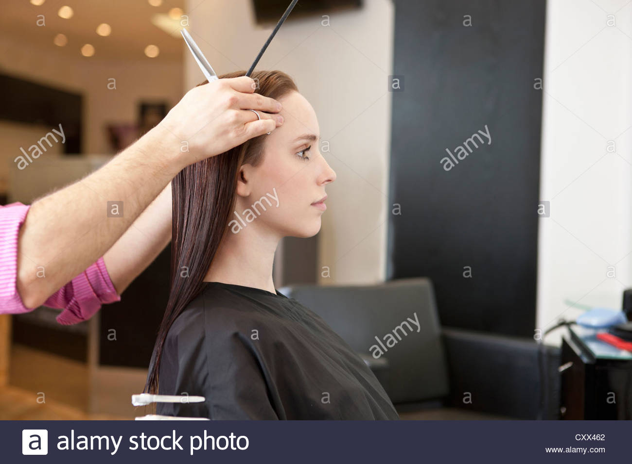 Woman Combing Hair Mirror Stock Photos & Woman Combing Hair Mirror ...