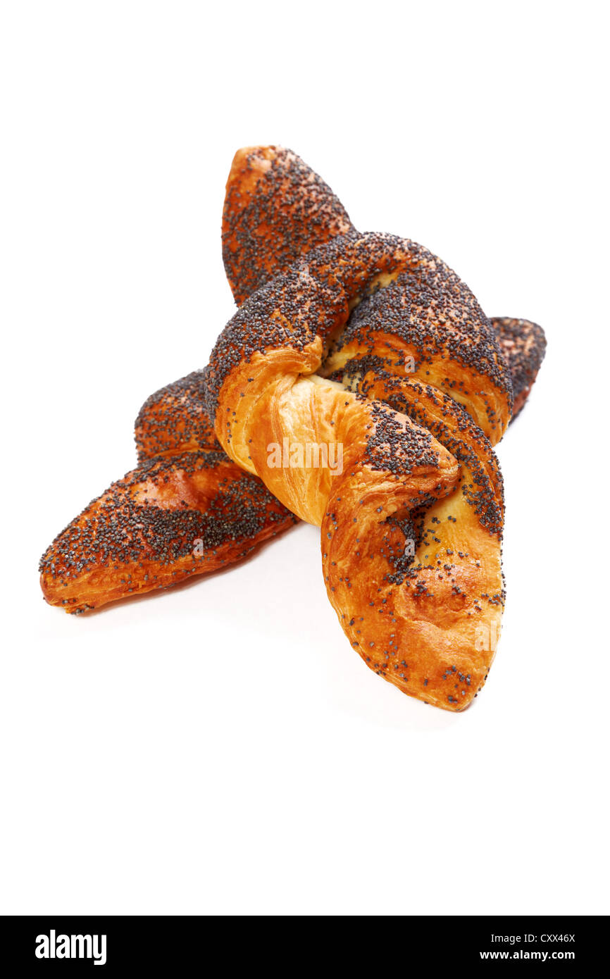 Rolls with a poppy isolated on white background Stock Photo - Alamy