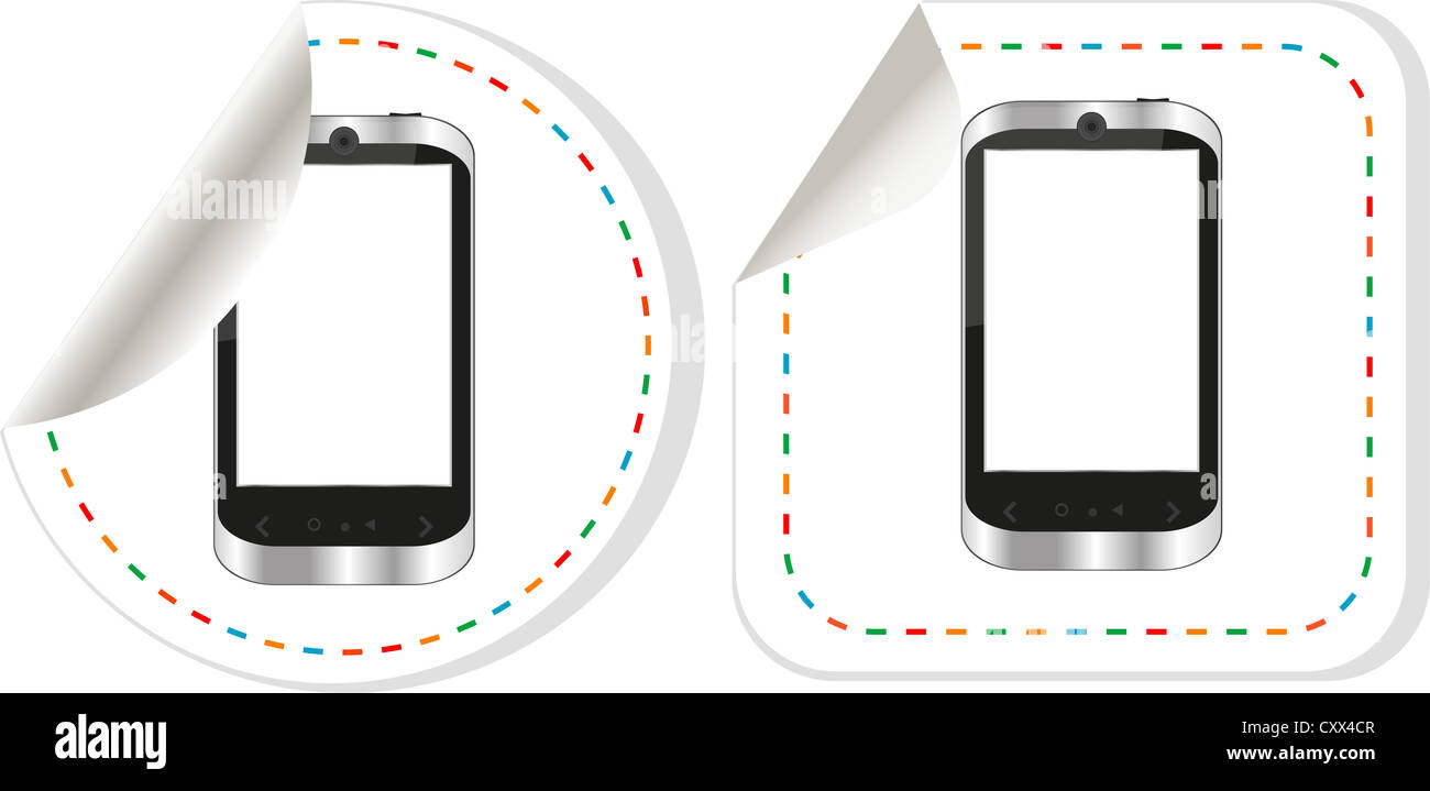 Mobile phone stickers label tag set Stock Photo - Alamy