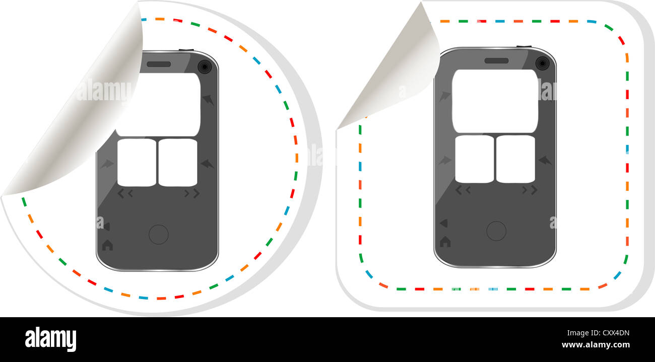 Smart phones icons stickers label set Stock Photo - Alamy