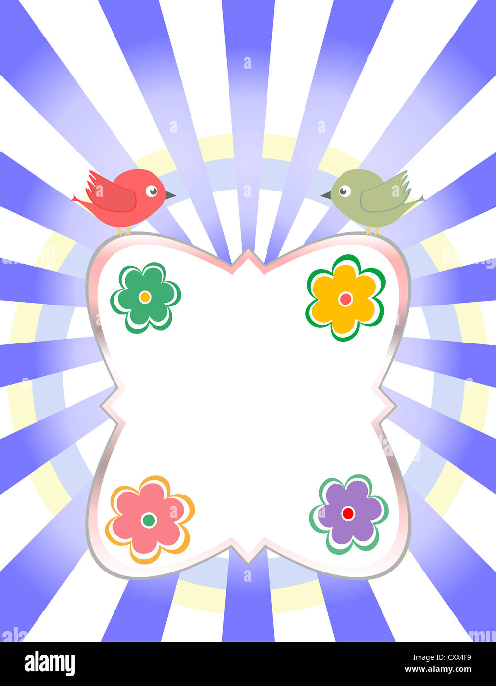 vector bird and flower background for baby boy Stock Photo - Alamy