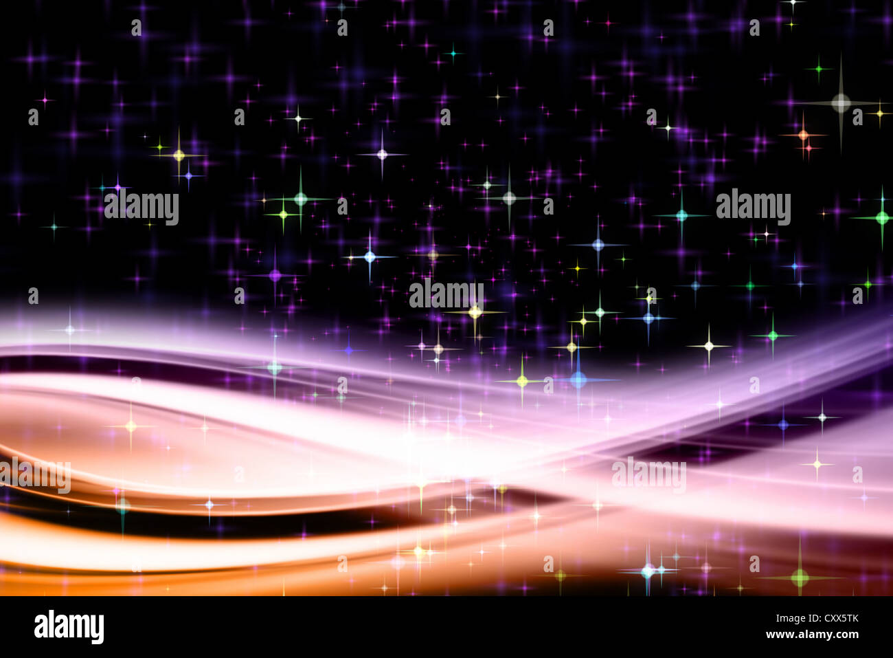 Fantastic Christmas wave design with glowing stars Stock Photo - Alamy