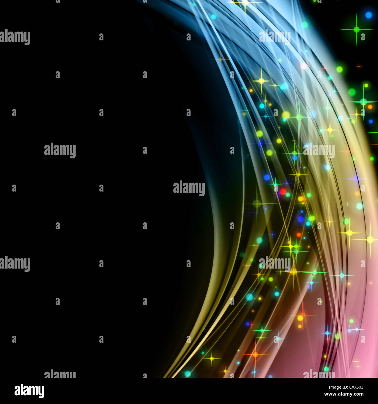 Fantastic Christmas wave design with glowing stars Stock Photo - Alamy