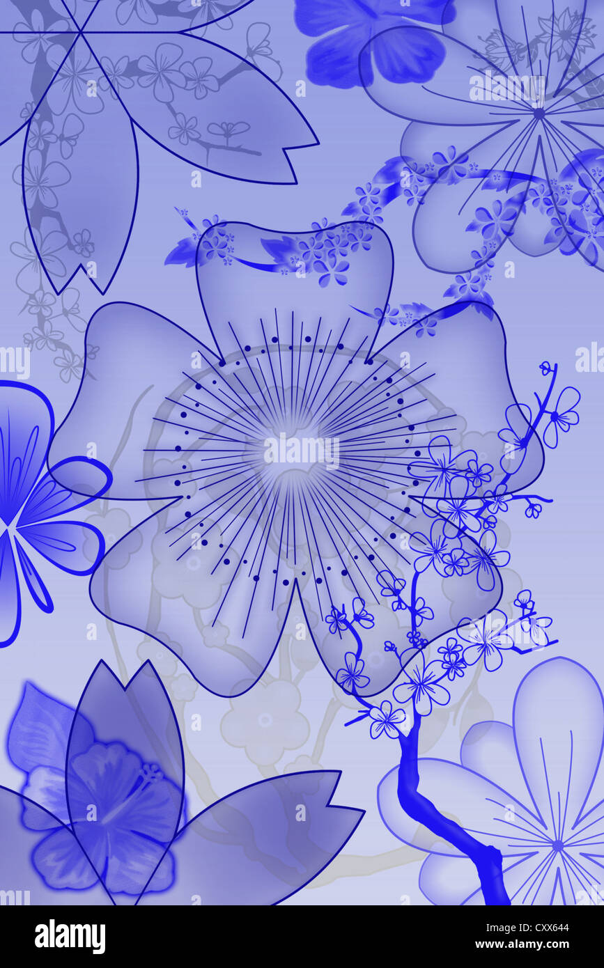 Beautiful illustrated flower background design with gradient Stock ...