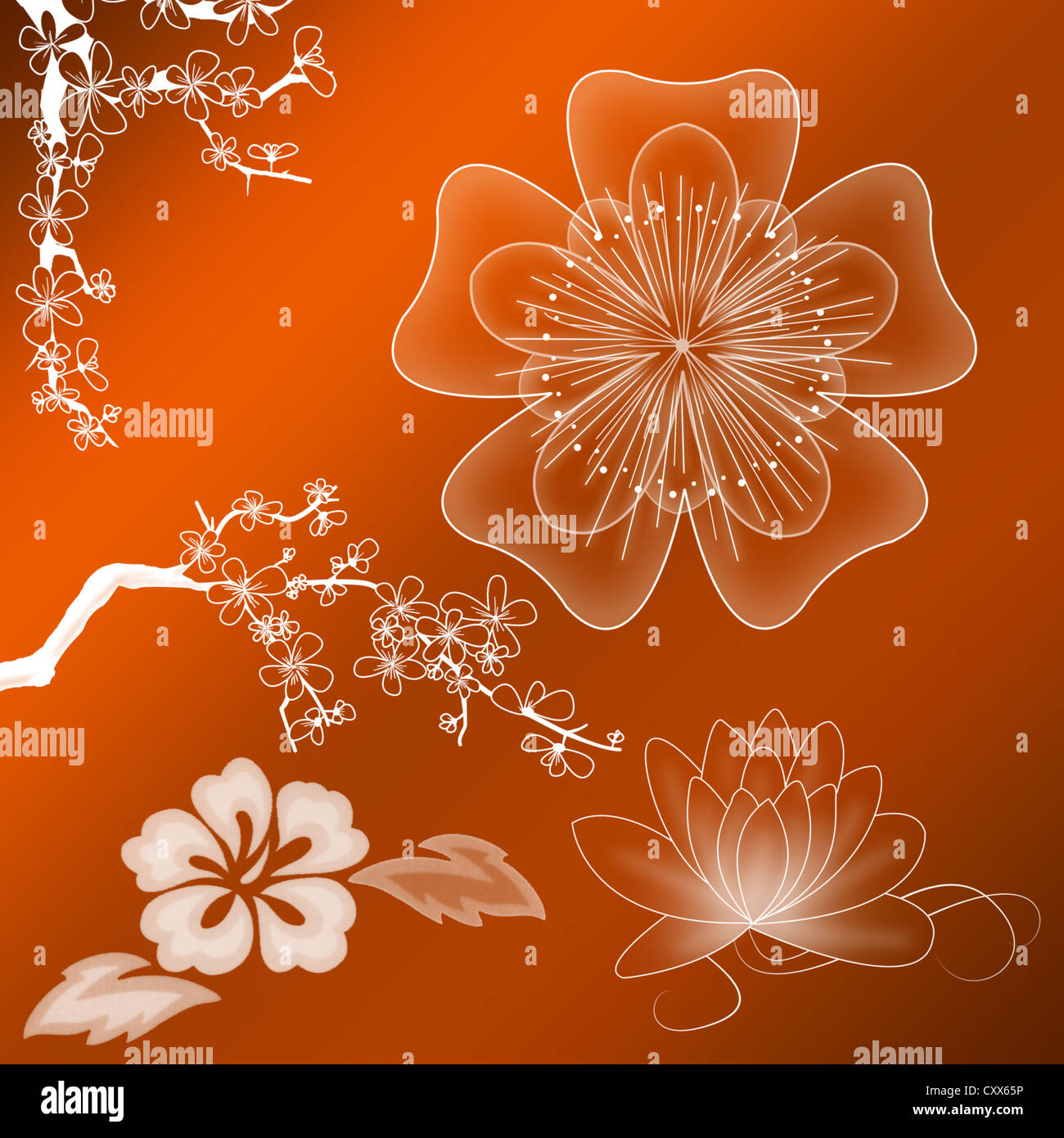 Beautiful illustrated flower background design with gradient Stock ...