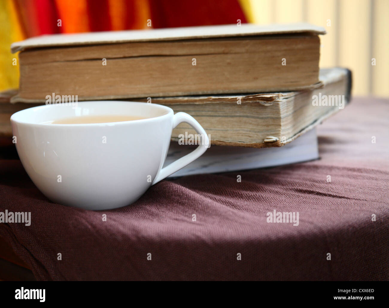 cup of tea and old books Stock Photo - Alamy