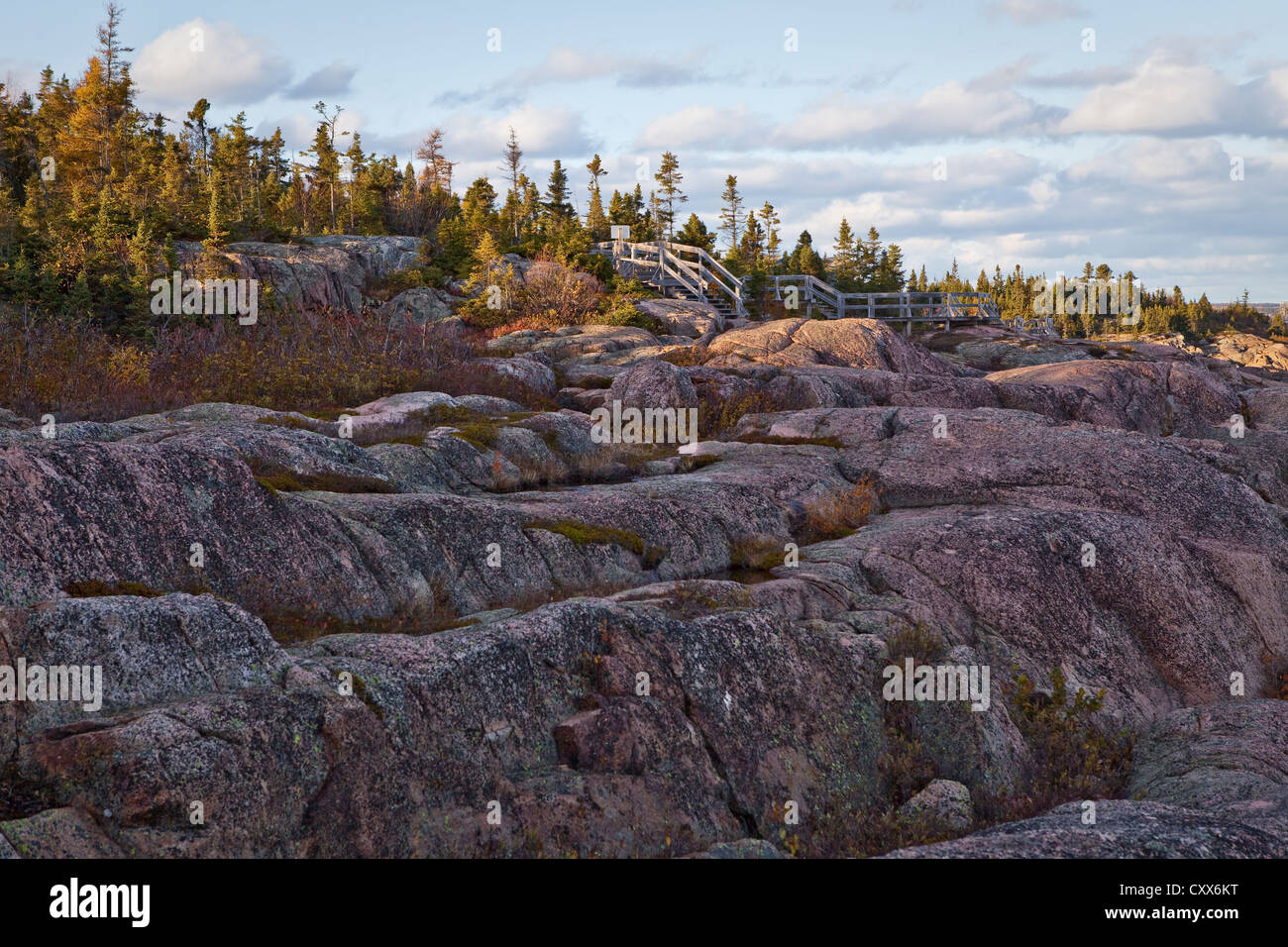The sun sets on the rocky seashore and the intertidal zone of the St ...