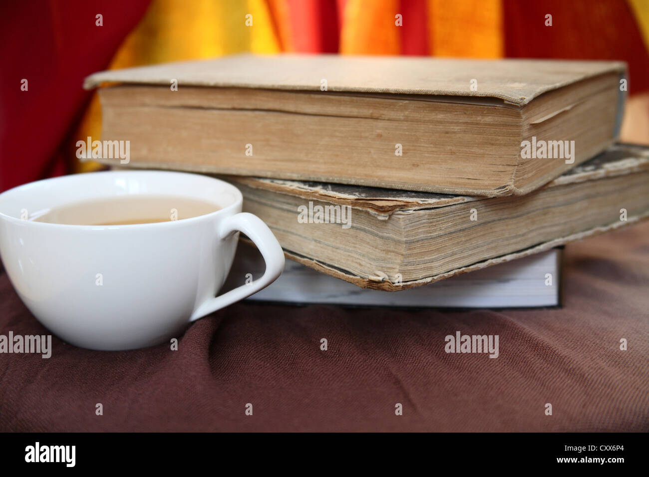 cup of tea and old books Stock Photo - Alamy