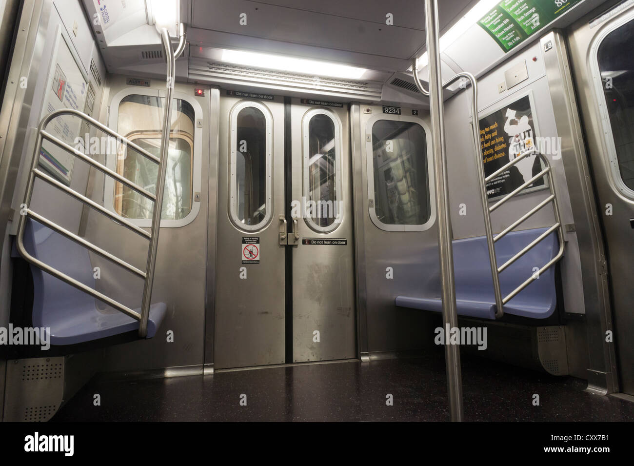 An empty New York City Transit Authority subway car Stock Photo - Alamy