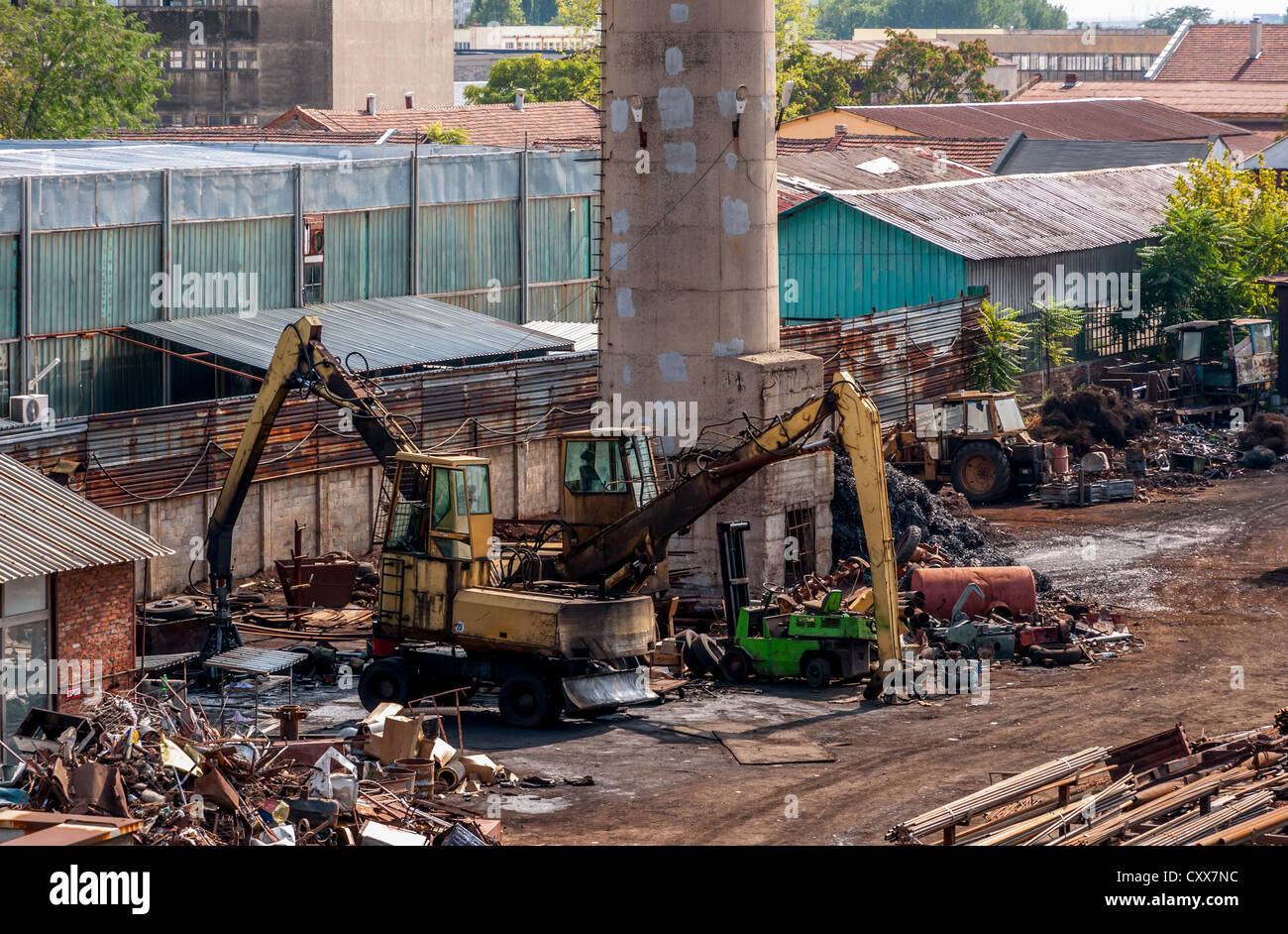 Iron scrap metal compacted to recycle Stock Photo - Alamy