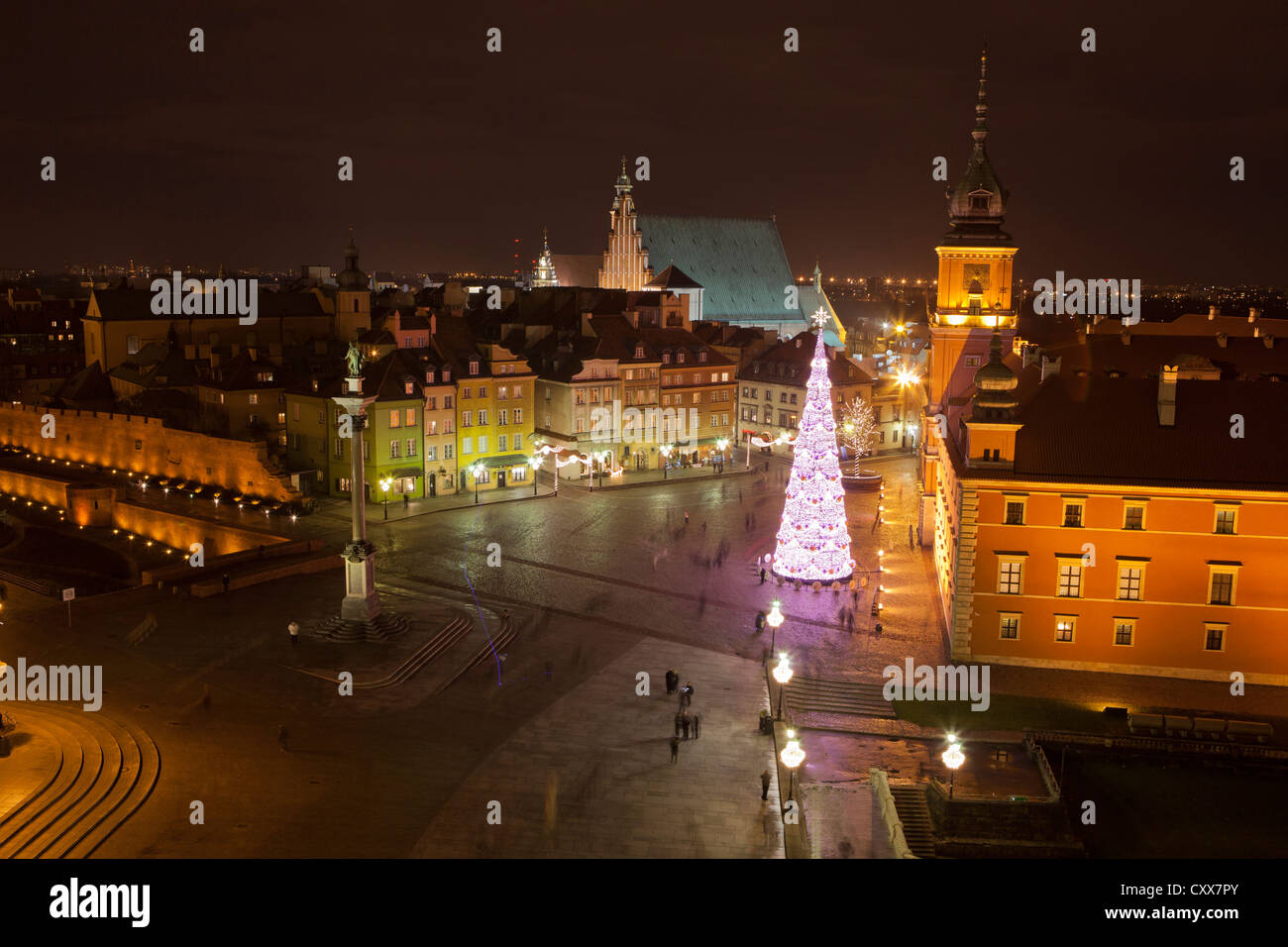 Central Warsaw Poland at night Stock Photo - Alamy
