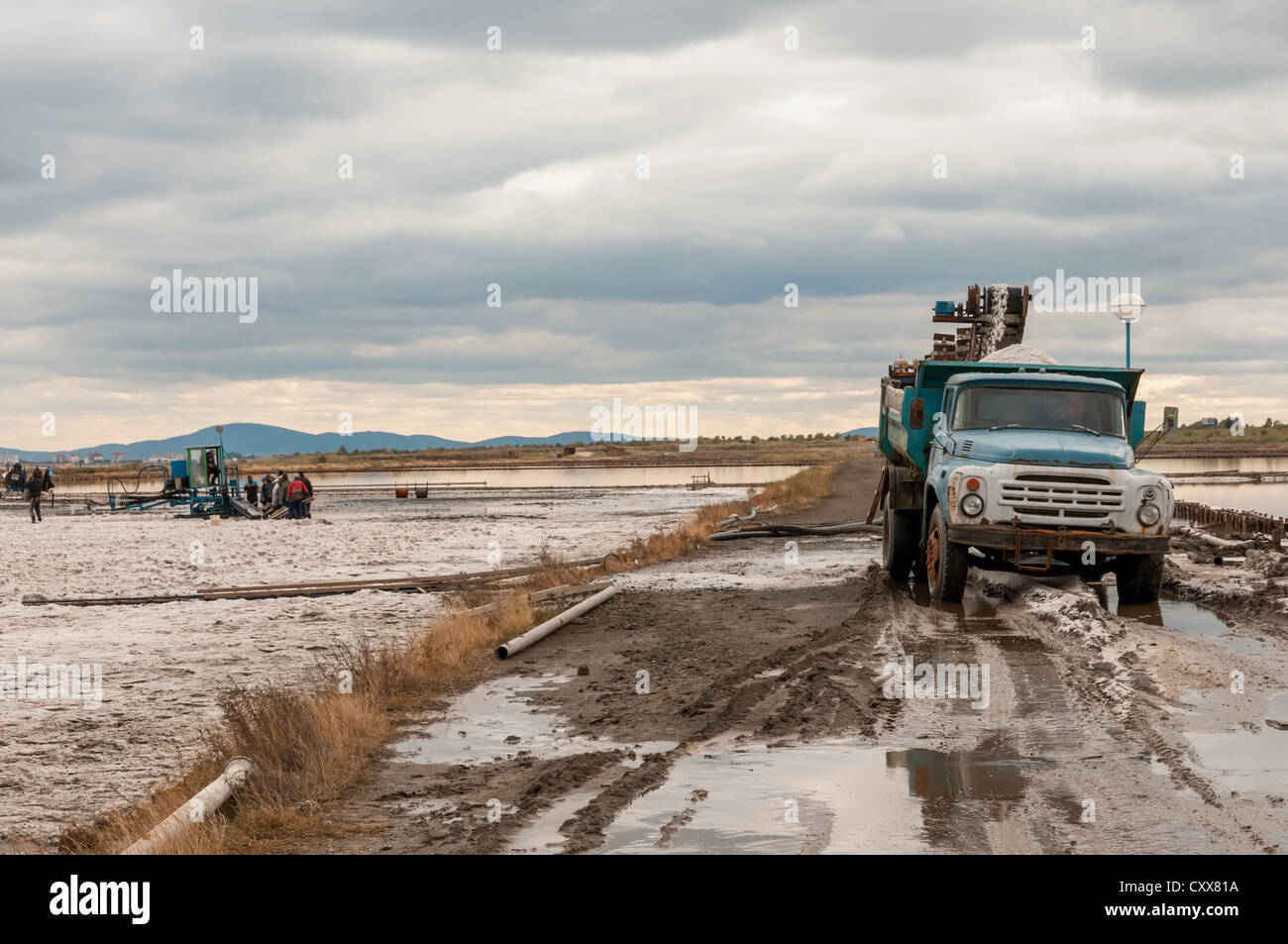 Extraction of salt from the salt lakes Stock Photo - Alamy