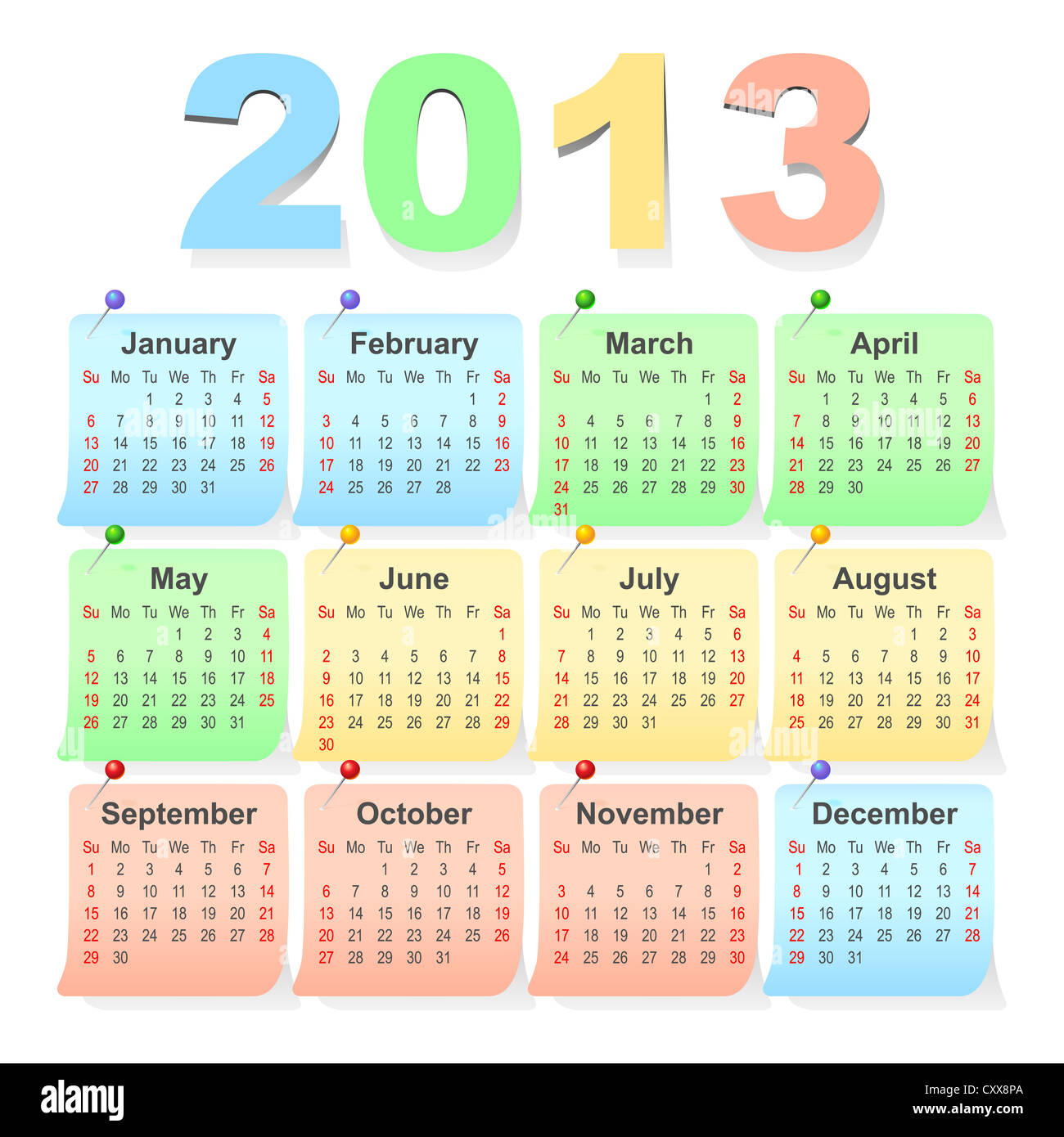 August 2013 calendar Cut Out Stock Images & Pictures - Alamy