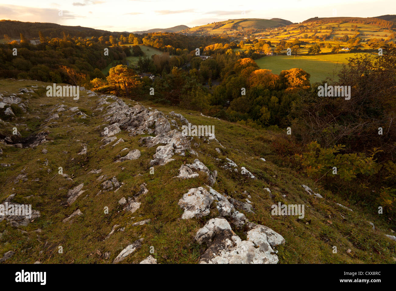 Sunrise over Loggerheads Country Park in the Clwydian Range in North ...