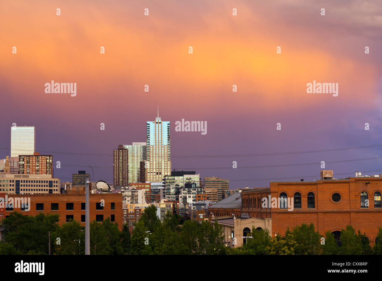 Colorful sunset over downtown Denver Colorado Stock Photo - Alamy