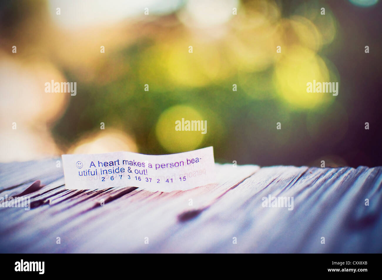 Close up of small paper strip with saying Stock Photo - Alamy