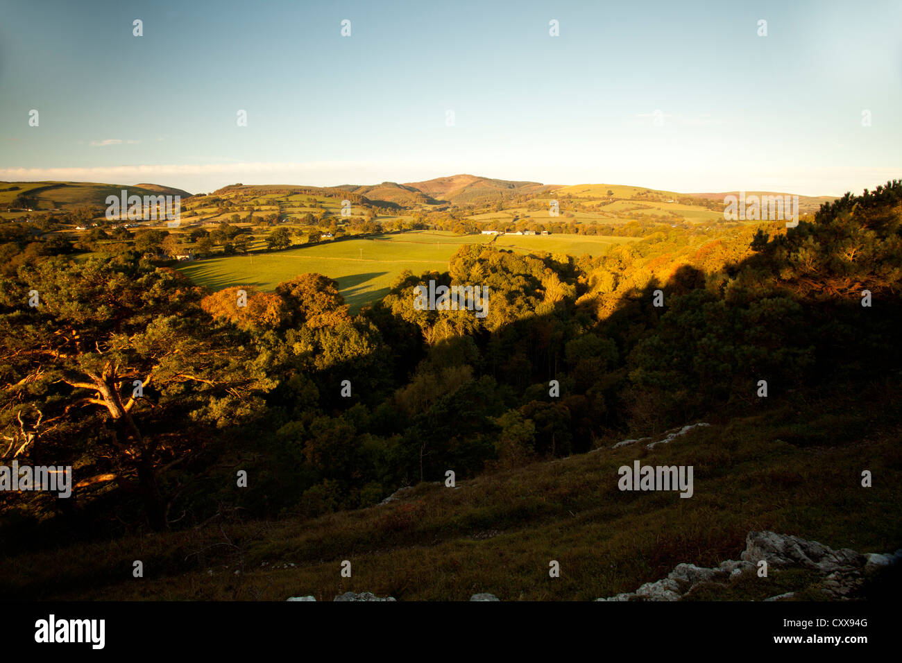 Sunrise over Loggerheads Country Park in the Clwydian Range in North ...