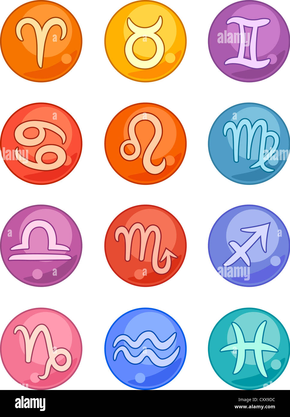 Illustration of Zodiac Horoscope Signs Icons Set Stock Photo - Alamy