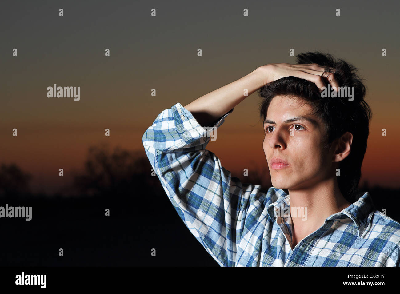Outdoor portrait of young good looking male model Stock Photo - Alamy