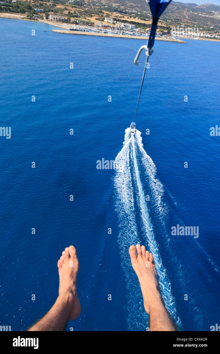 Parasailing at Latchi, Paphos area, Cyprus Stock Photo - Alamy