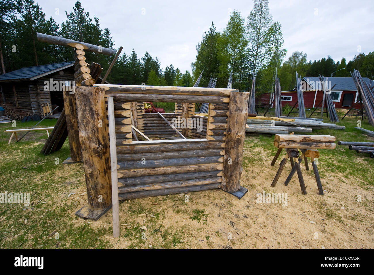 Carpenter's open-air workshop in northern Sweden Stock Photo - Alamy