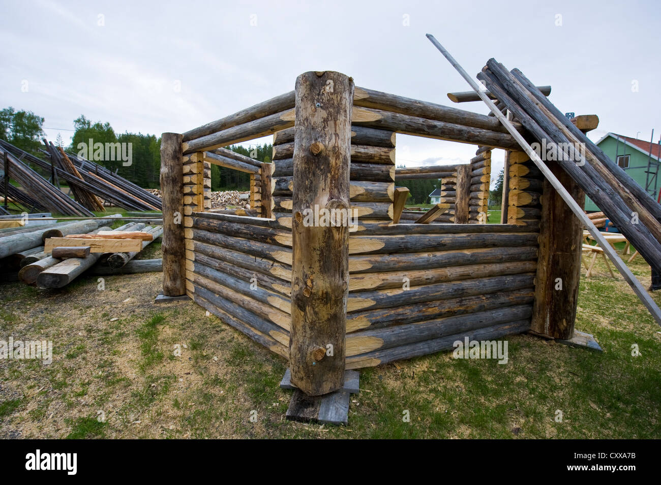 Carpenter's open-air workshop in northern Sweden Stock Photo - Alamy