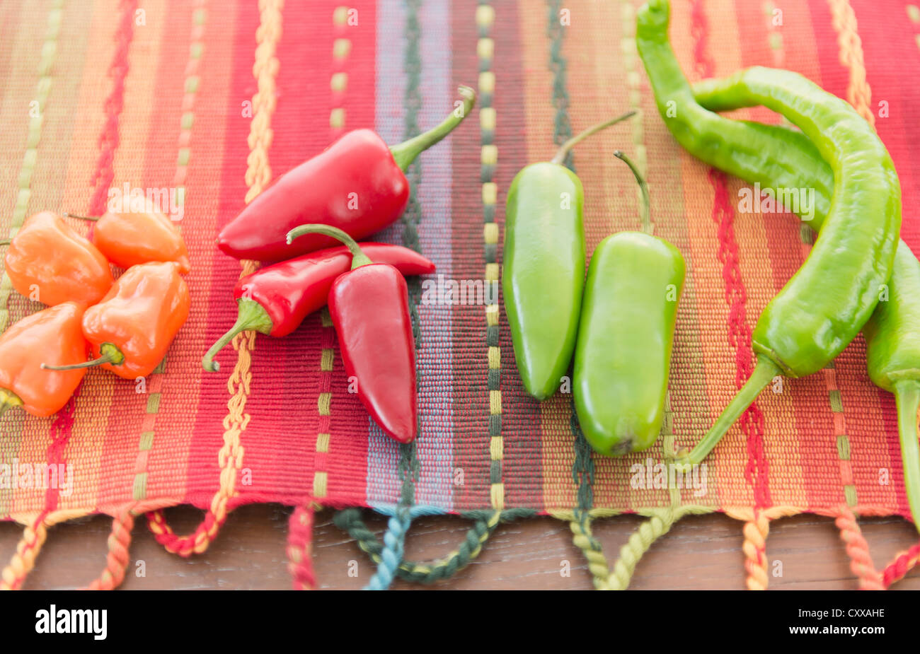 Colorful chili peppers Stock Photo - Alamy
