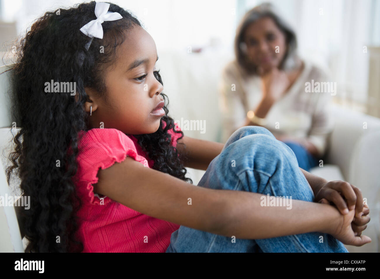 Sad African American girl Stock Photo - Alamy