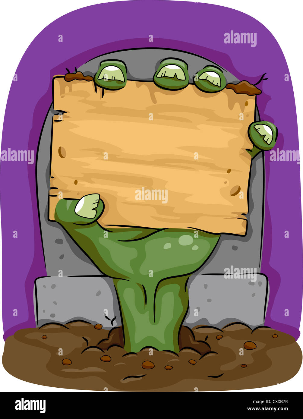 Halloween Illustration Featuring a Half-buried Hand Holding a Blank ...