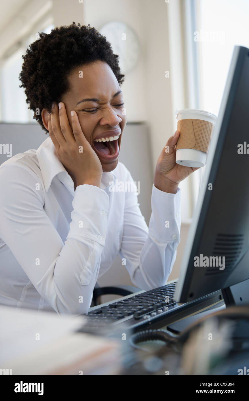 Black woman yawning open mouth hi-res stock photography and images - Alamy