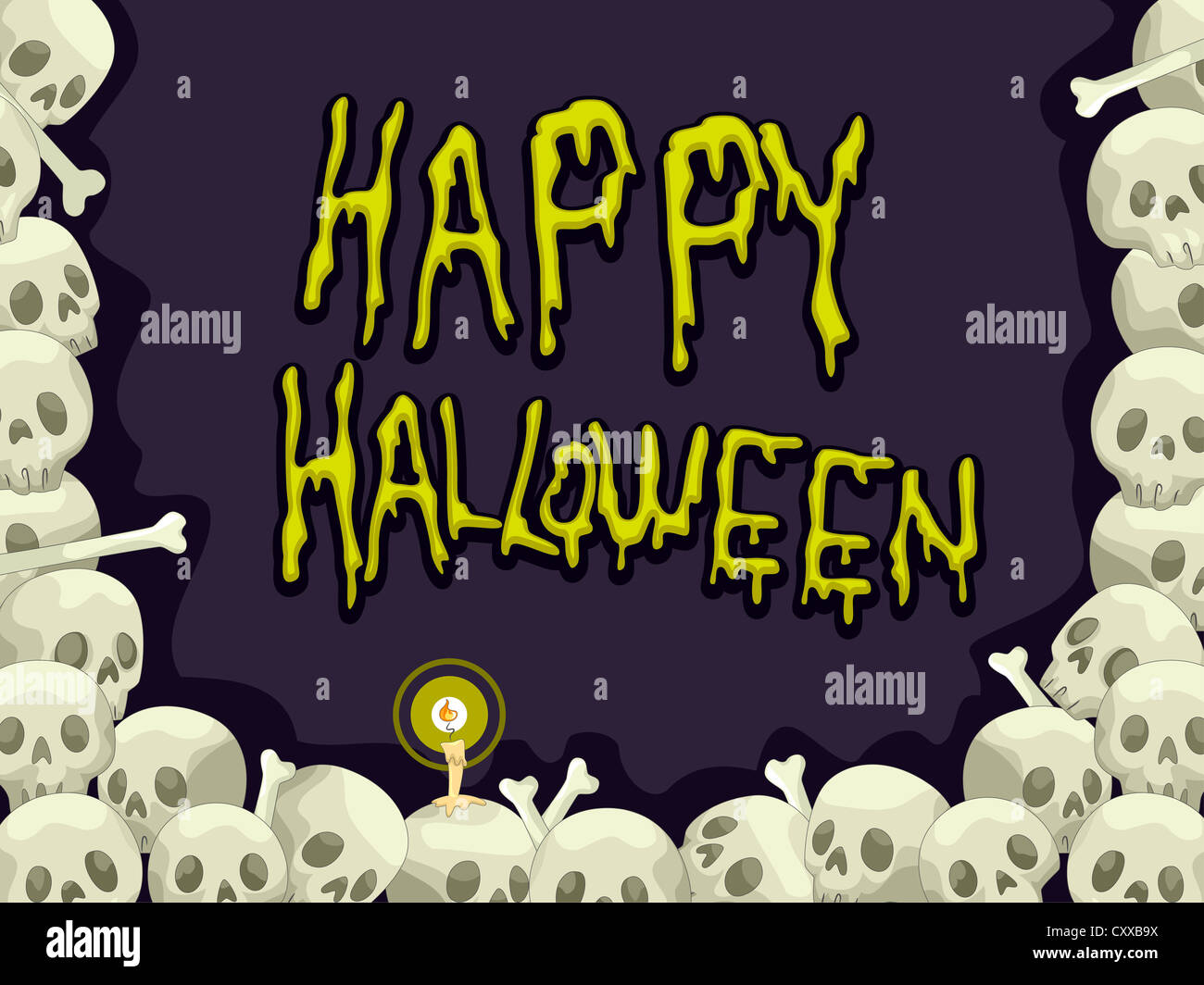 Background Halloween Illustration Featuring Halloween Greetings Framed ...