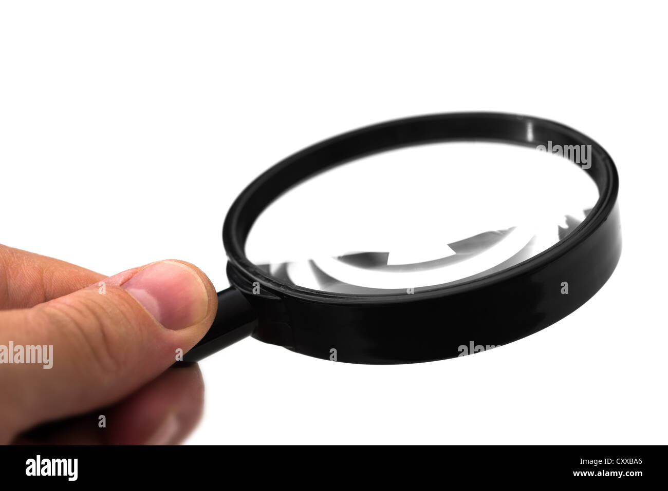 Magnifying glass cut out over white Stock Photo - Alamy