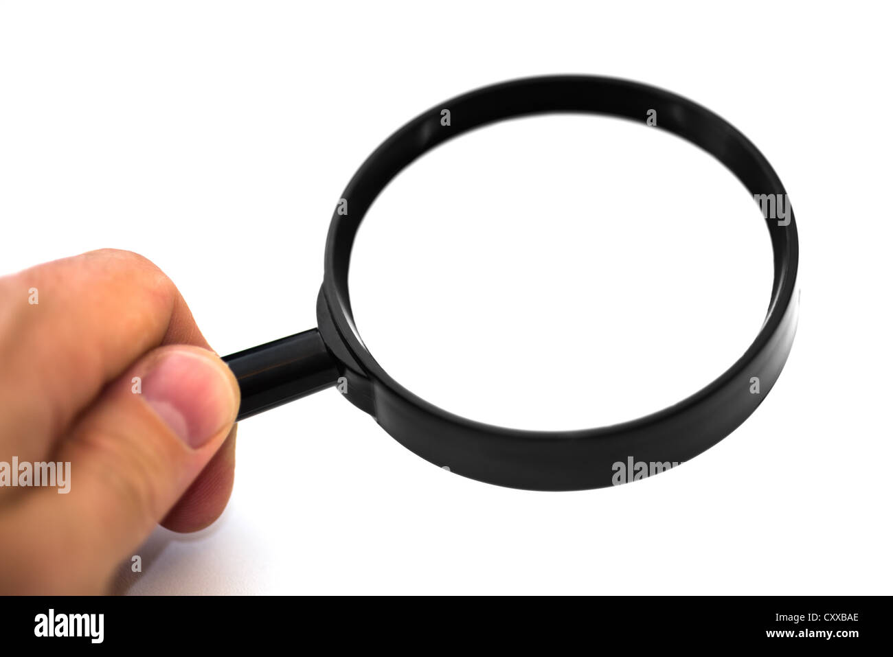 Magnifying glass cut out over white Stock Photo - Alamy