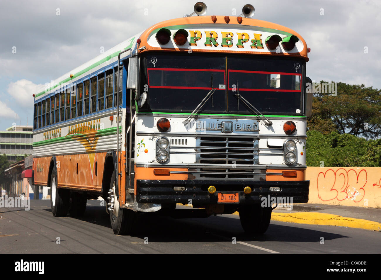Decorated local bus at Grenada, Nicaragua Central America Stock Photo ...