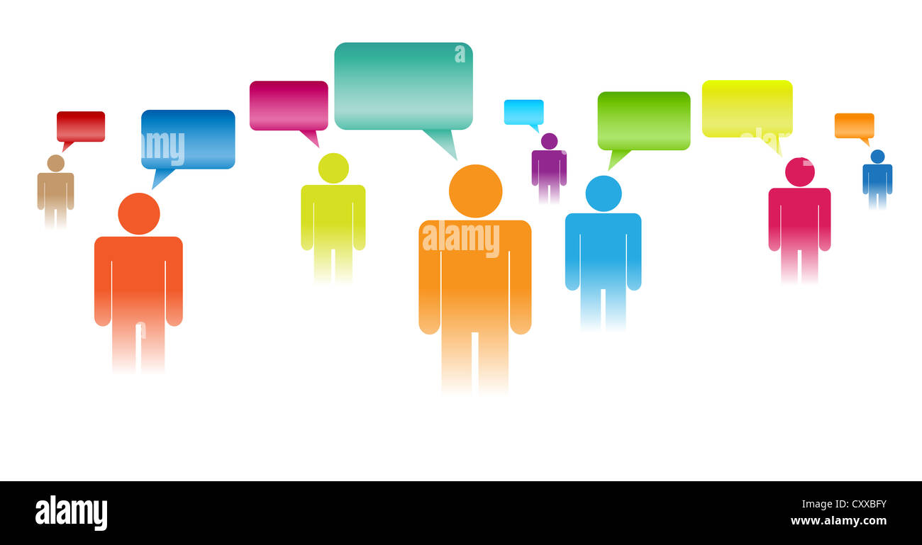 Vector concept illustration of people figures expressing their opinions ...