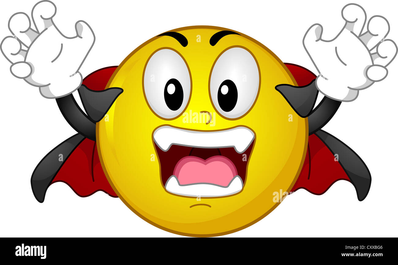 Illustration of a Smiley Dressed in a Vampire Costume Stock Photo - Alamy