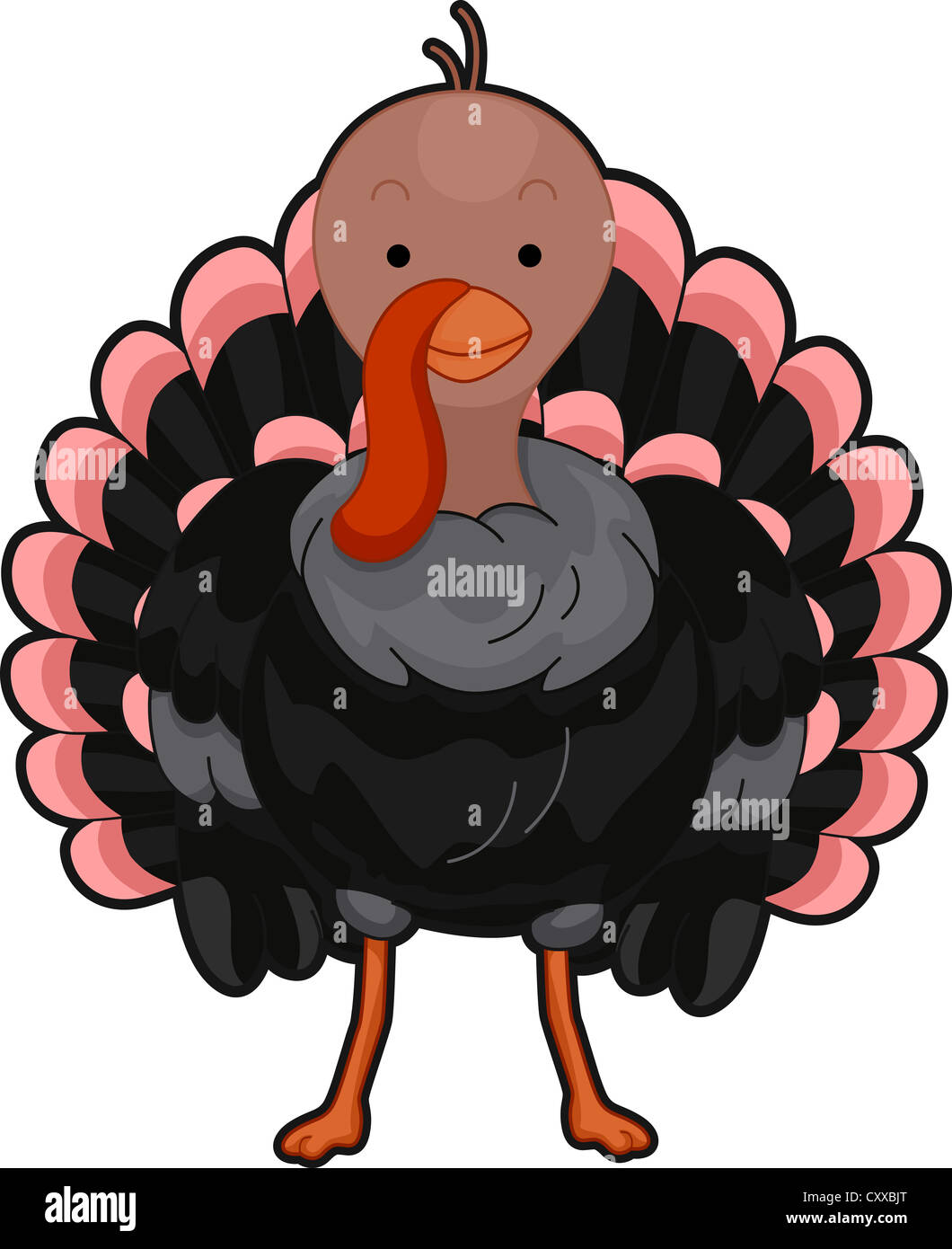 Illustration Featuring the Front View of a Turkey Stock Photo - Alamy