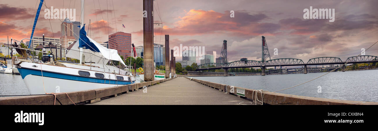 Sailboat Docked at Portland Oregon Downtown Waterfront Marina Along ...