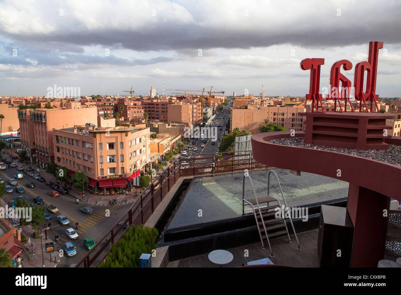 Rooftop Bar at the Renaissance hotel Marrakesh Morocco Stock Photo - Alamy