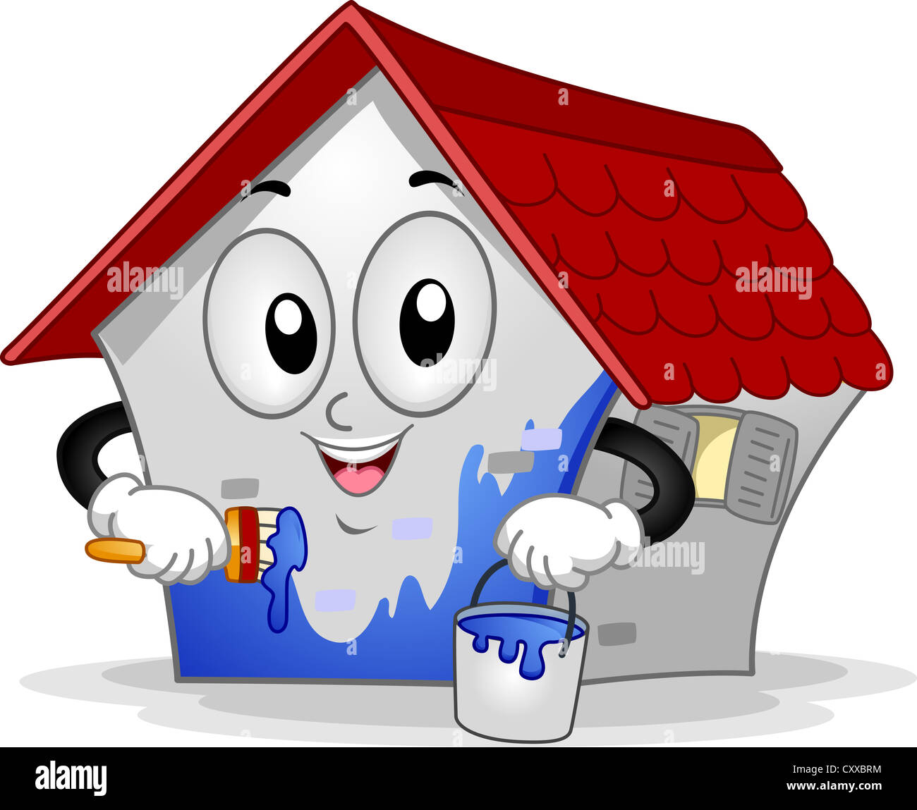 Mascot Illustration Featuring a House Painting its Walls Stock Photo ...